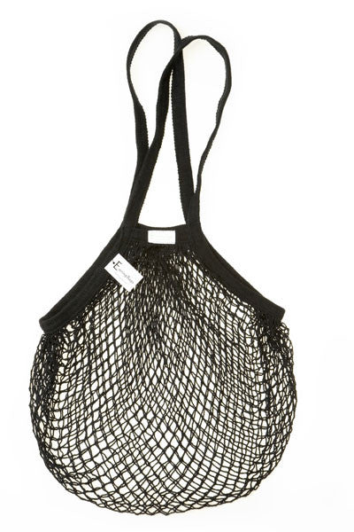 Reusable Cotton Bags - Midnight Black- Cotton String Bag - Long Handle ...